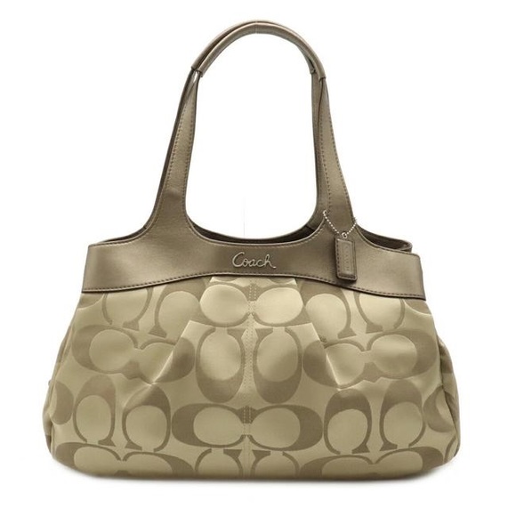 Coach | Bags | Coach Tote Signature Lexi Satchel Satin Leather Shoulder ...